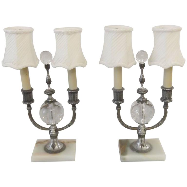 Pair of Silvered Bronze Buffet Lamps at 1stDibs