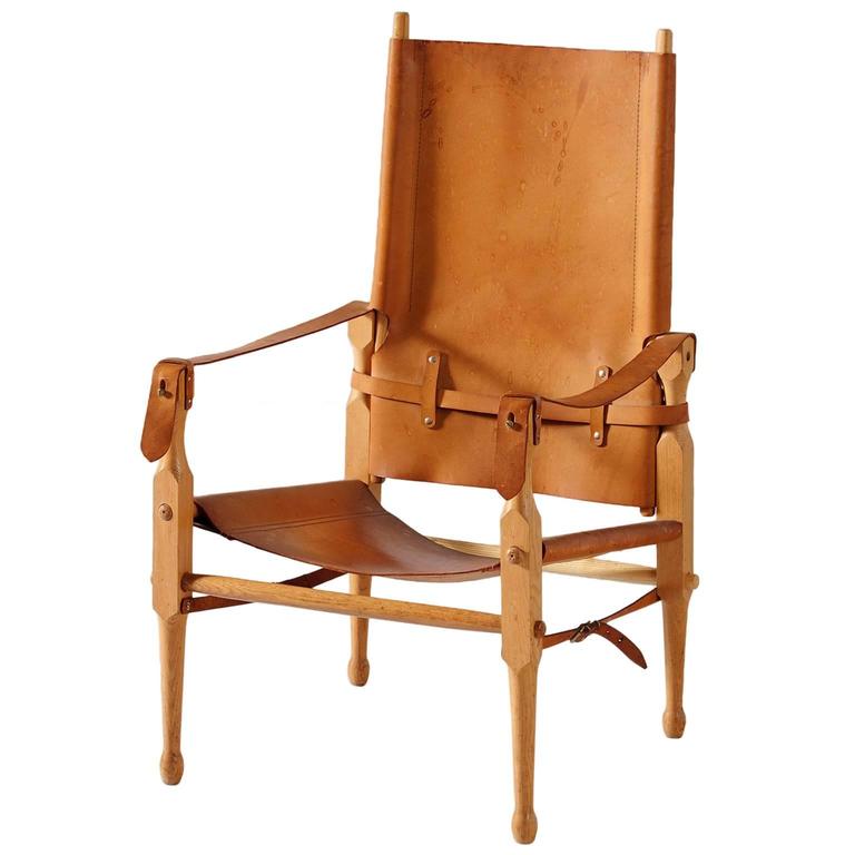 'Safari' Lounge Chair in Cognac Leather and Solid Beech For Sale at 1stDibs