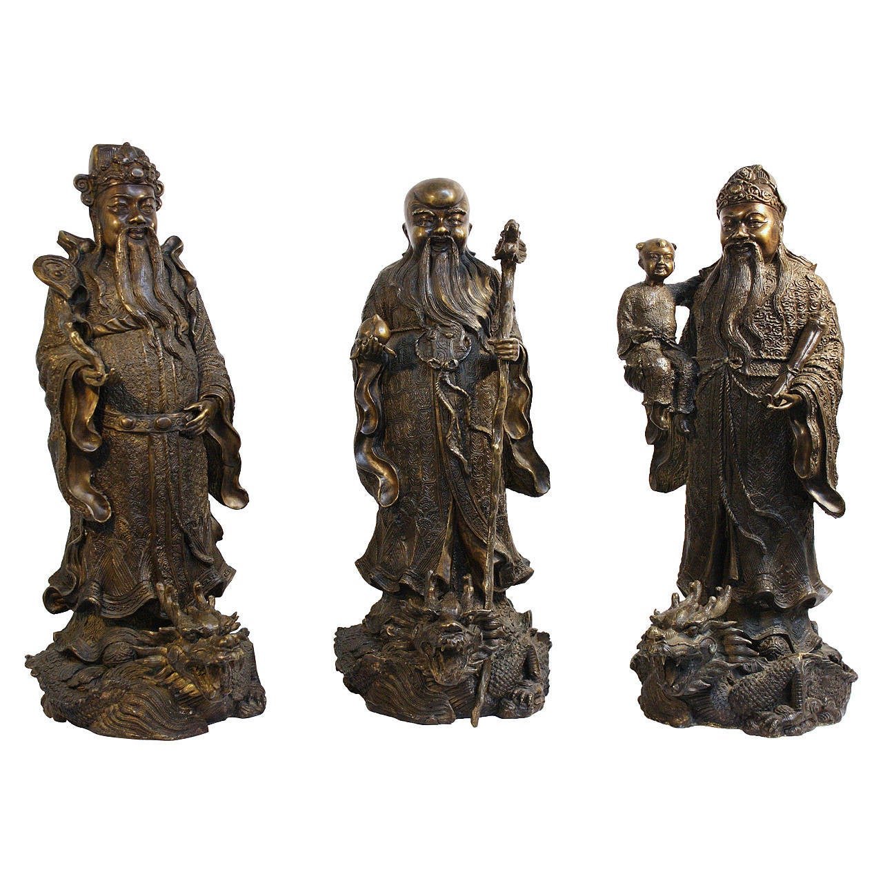 Three Immortal Bronzes Sculpture at 1stDibs
