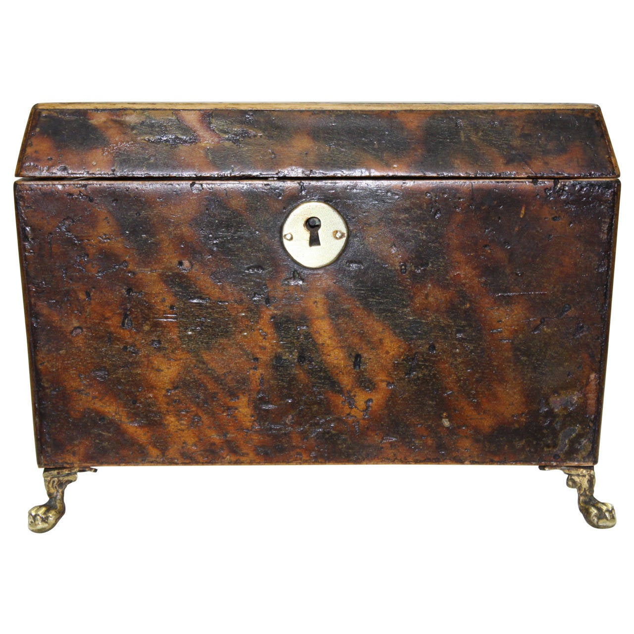 Early 19th Century Faux Tortoise Shell Tea Caddy at 1stDibs