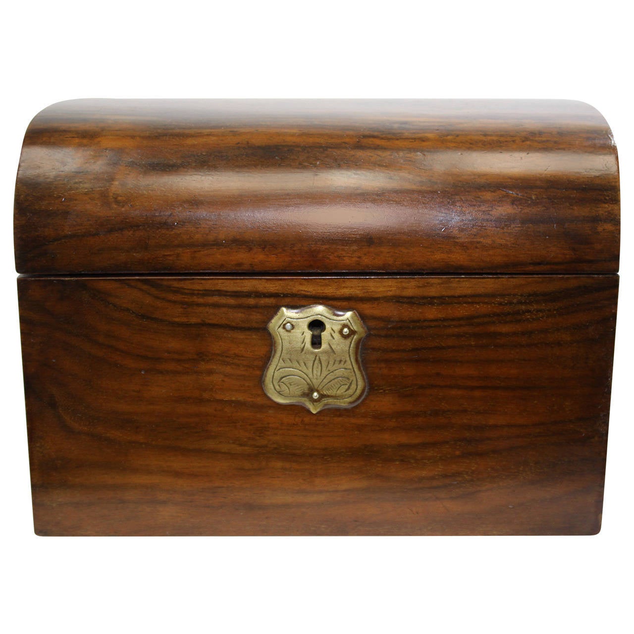1870s Dome Top Walnut Tea Caddy with Key at 1stDibs