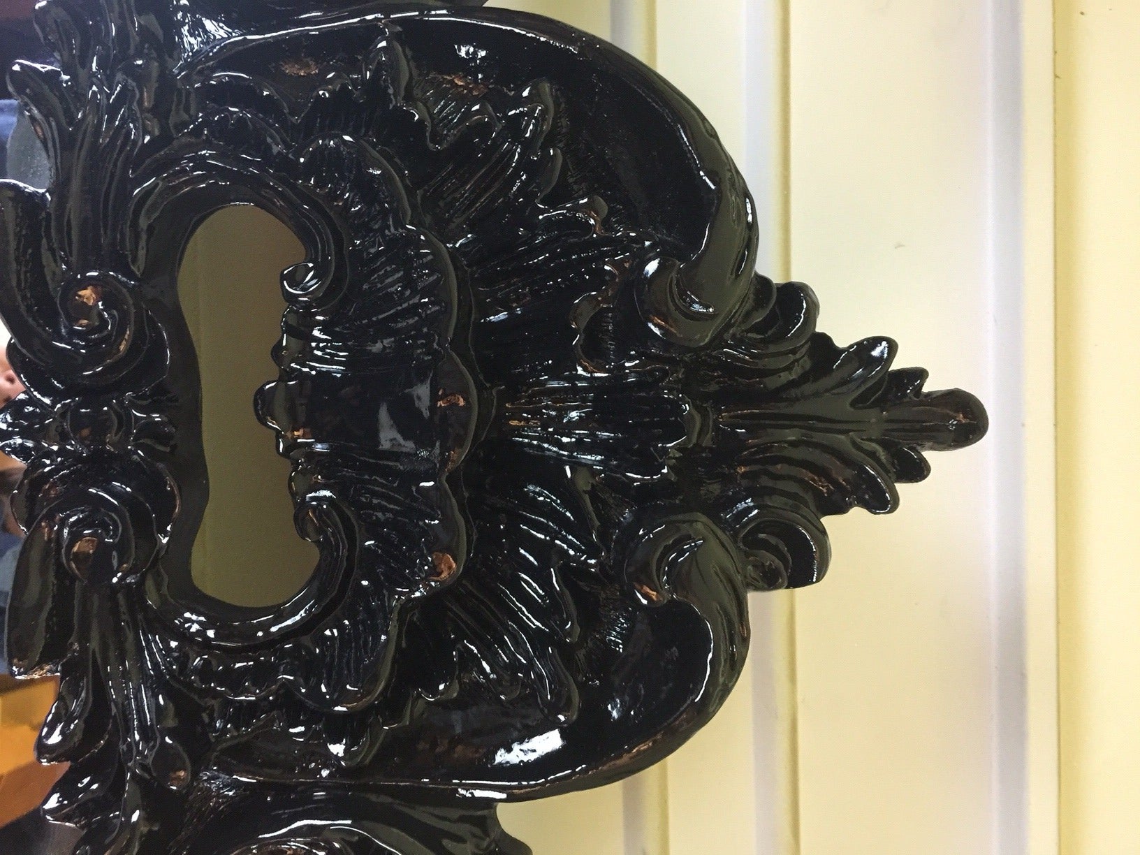 Black Lacquered Ornate Mirror at 1stDibs | black ornate mirror