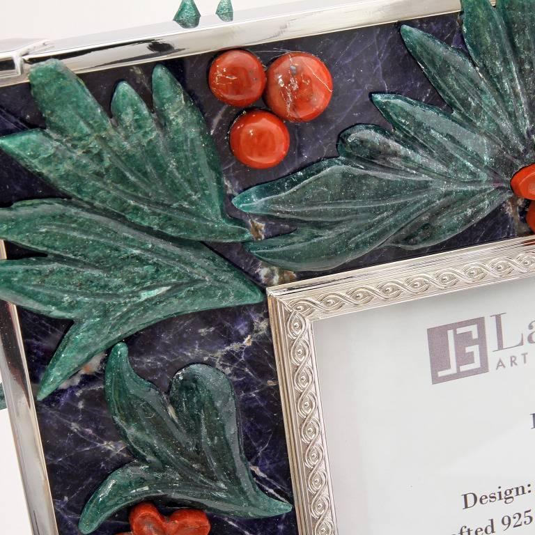 Boho Large Silver Flower Luxury Photo Frame Natural Stones, Peace at ...