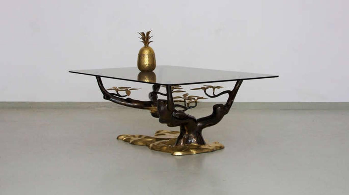 Brass Willy Daro Coffee Table with Glass Top at 1stDibs