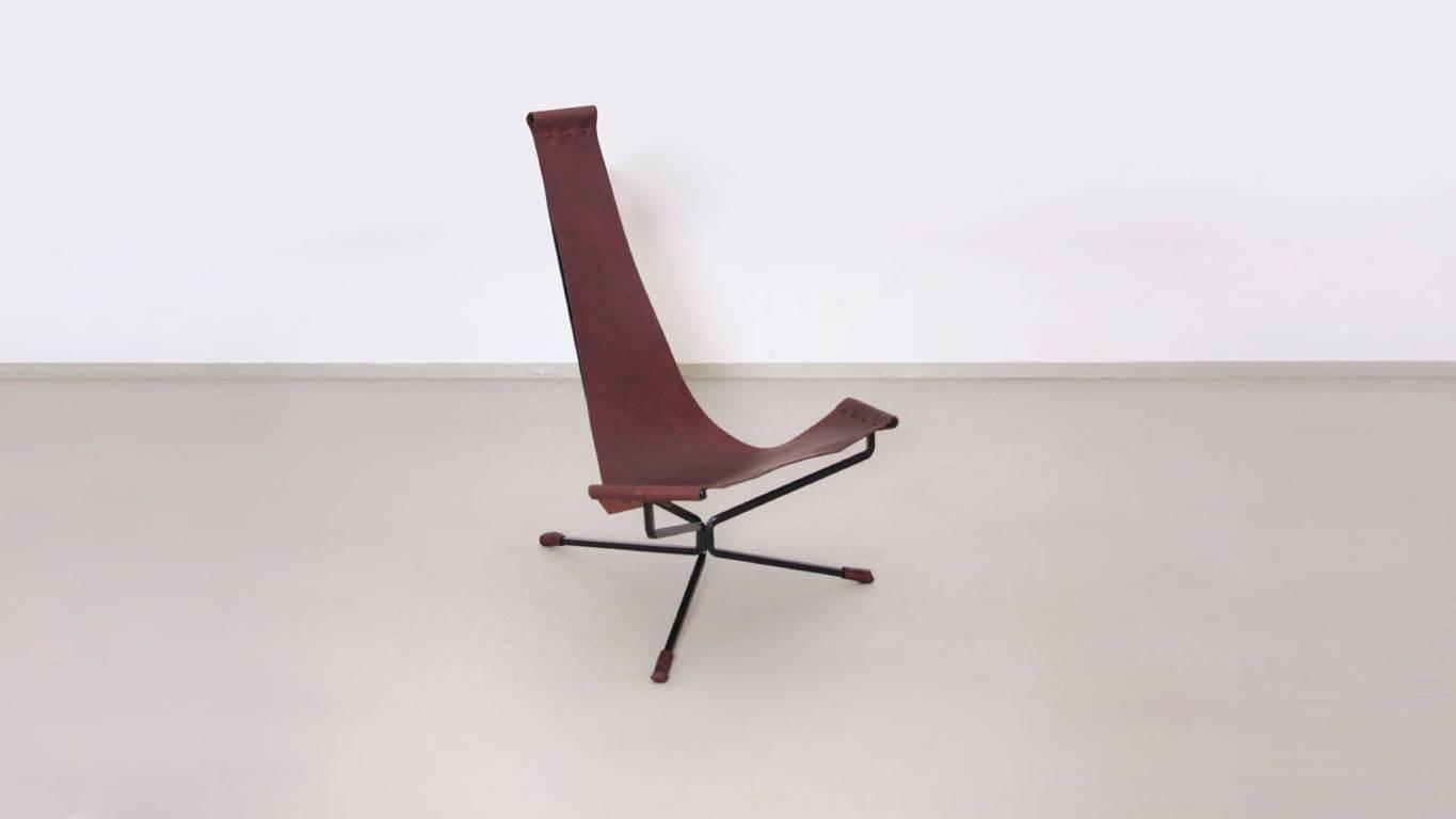 Pair of Dan Wenger Lotus Chair in Leather and Metal For Sale at 1stdibs