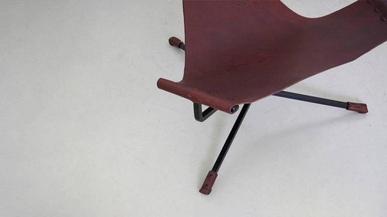 Pair of Dan Wenger Lotus Chair in Leather and Metal at 1stDibs
