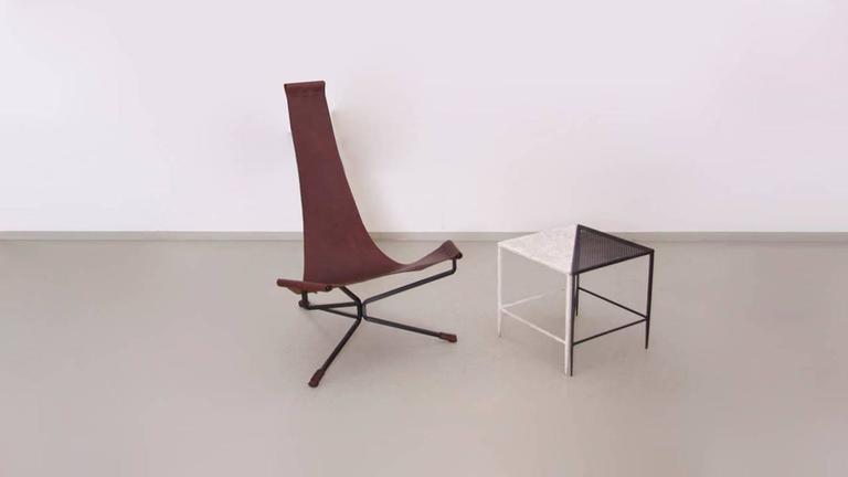 Pair of Dan Wenger Lotus Chair in Leather and Metal at 1stDibs