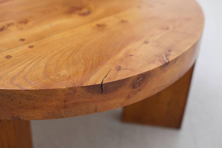Rare Solid Alain Gaubert Coffee Table in Elmwood at 1stDibs