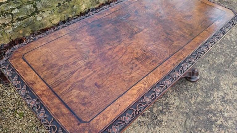 Unusually Fine Gothic Ash Antique Library Table at 1stDibs