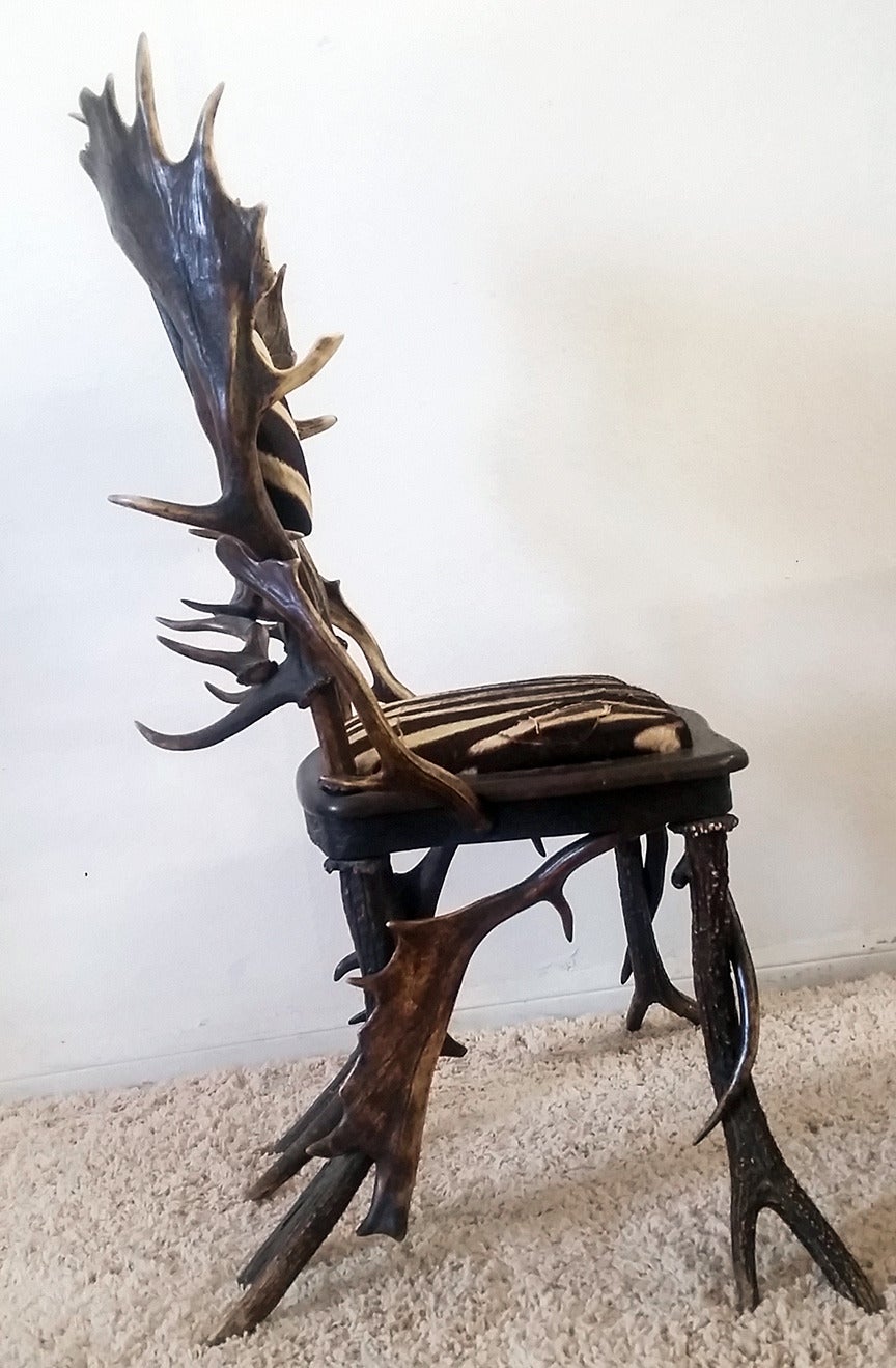 Black Forest Stag Horn and Elk Horn Chair at 1stDibs