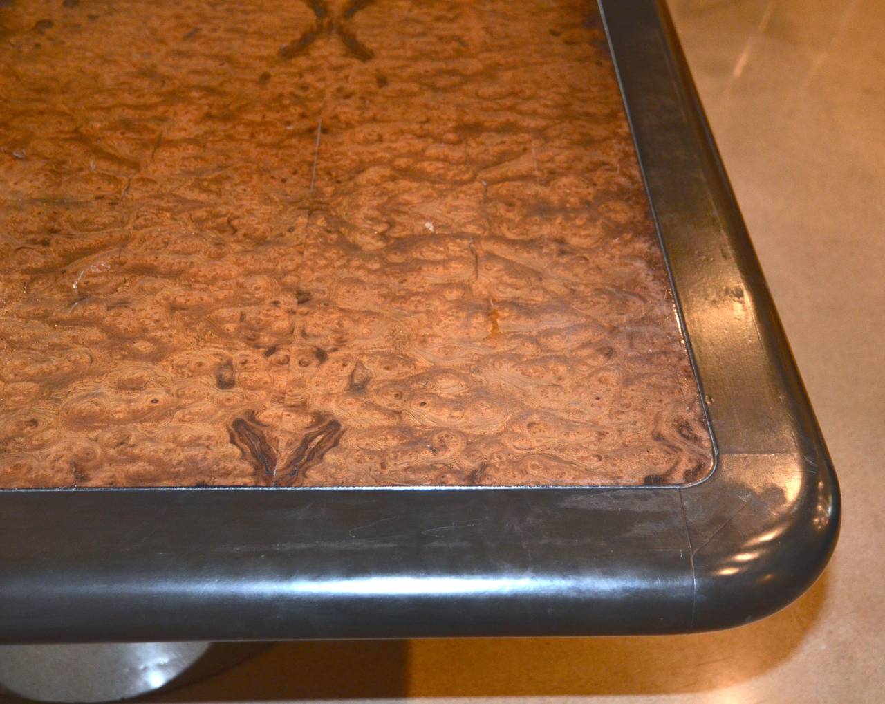 Monumental Burl, Black and Chrome Dining or Conference Table at 1stDibs