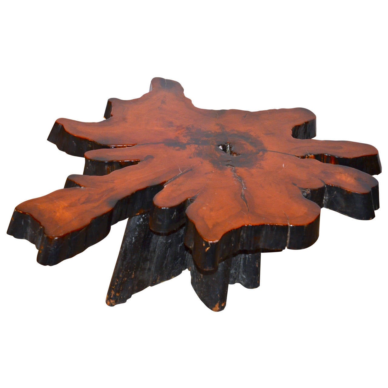 Live Edge Redwood Burl Coffee Table, 1970s at 1stDibs