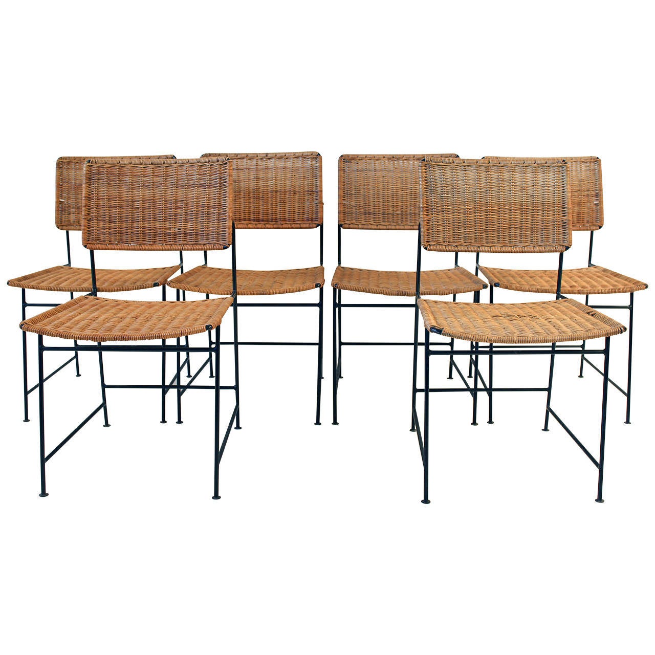 Rare Set of Six Rattan and Wire Chairs by Herta-Maria Witzemann at 1stDibs