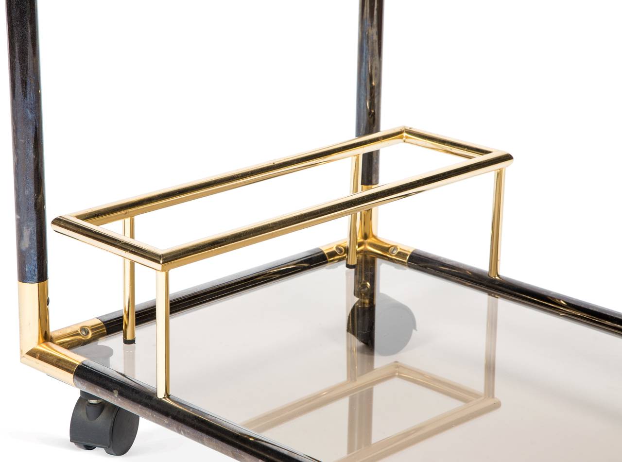 Mid-Century Tubular Brass Bar Tea Cart, Italy at 1stDibs