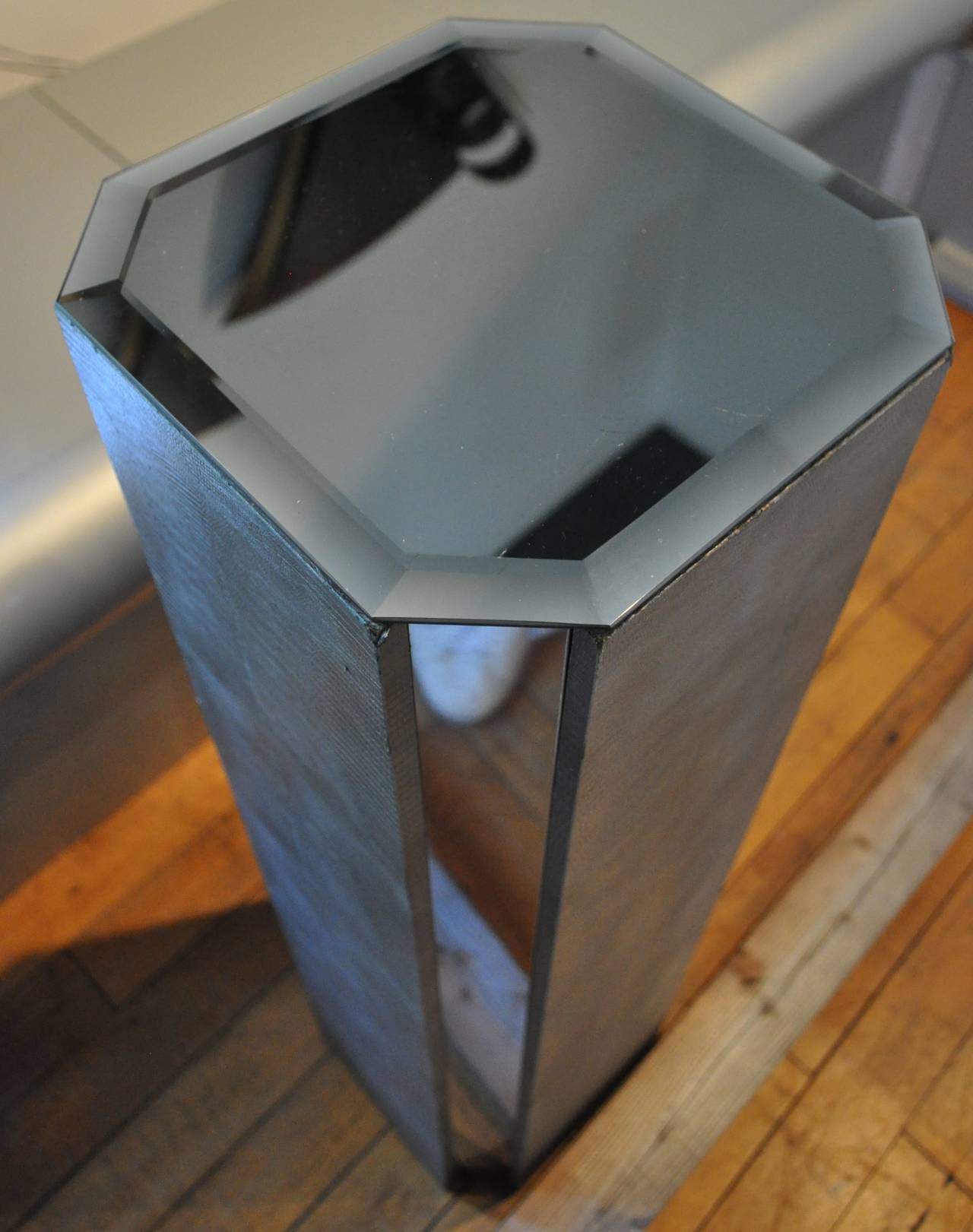 Embossed Snakeskin Mirrored Pedestal Column at 1stDibs