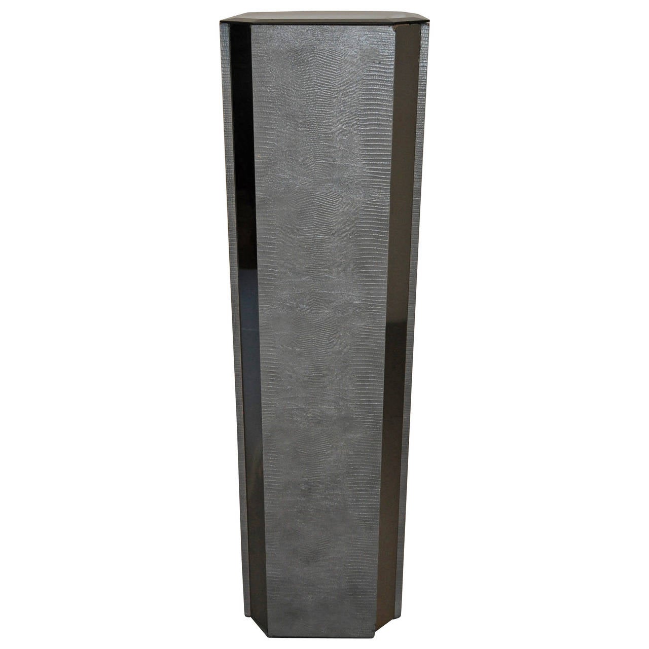 Embossed Snakeskin Mirrored Pedestal Column at 1stDibs