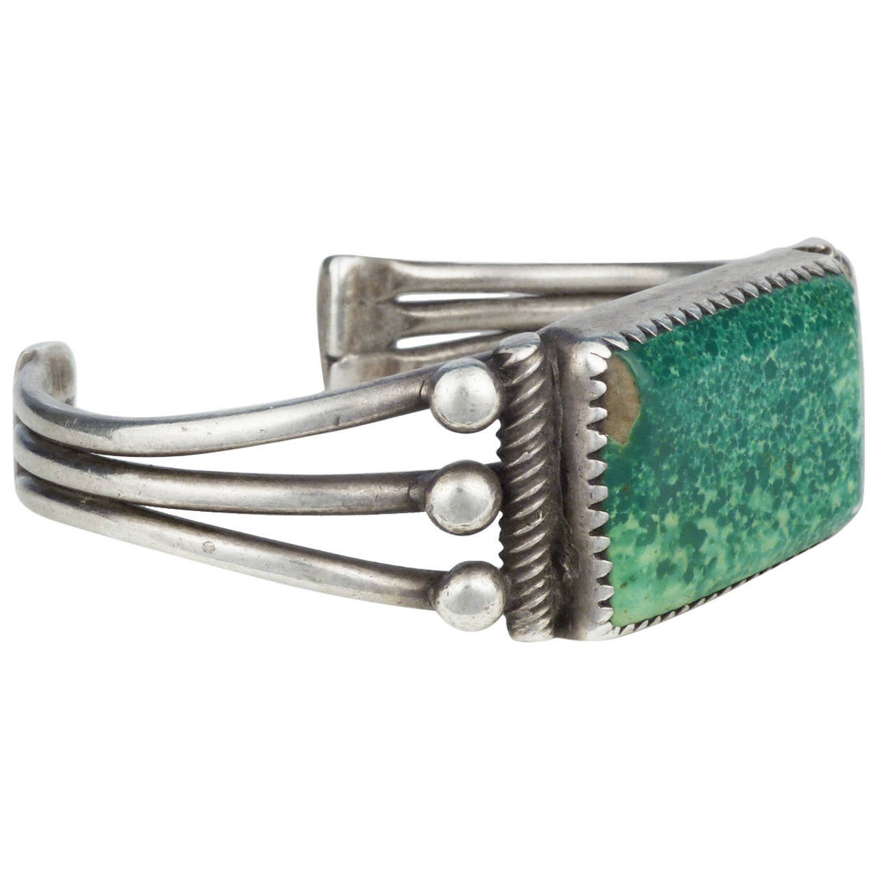 Three Silver Wire Cuff with Rectangular Turquoise Stone, circa 1920 at ...