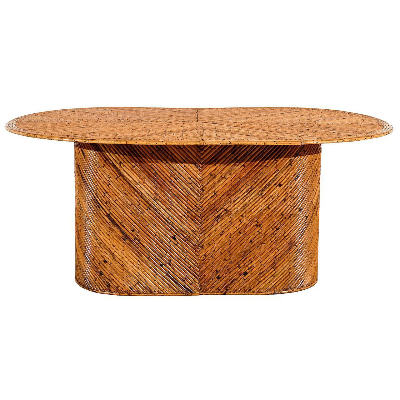 Incredible Vintage Bamboo Pedestal Dining Table at 1stDibs