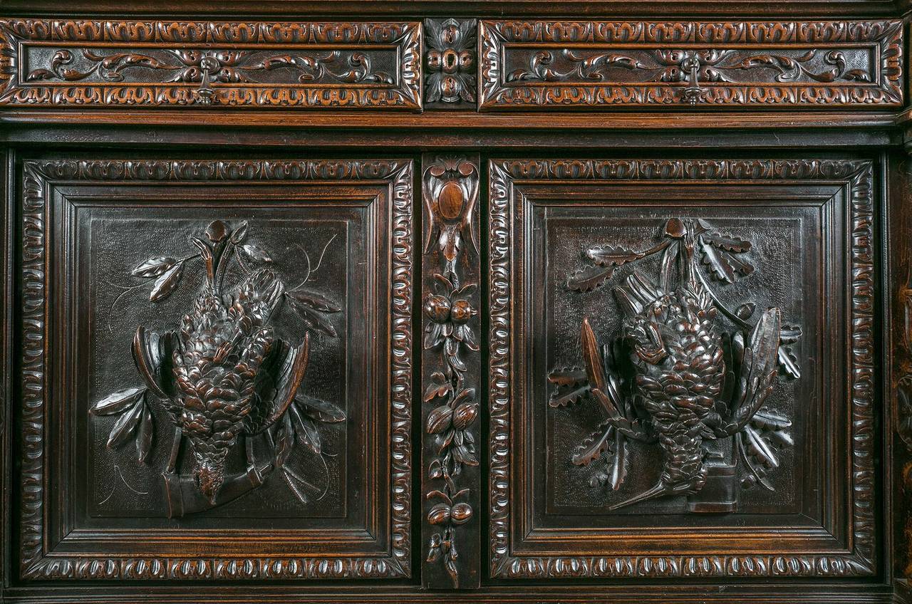 French Louis XIII Style Demilune Hunting Enfilade Buffet at 1stDibs
