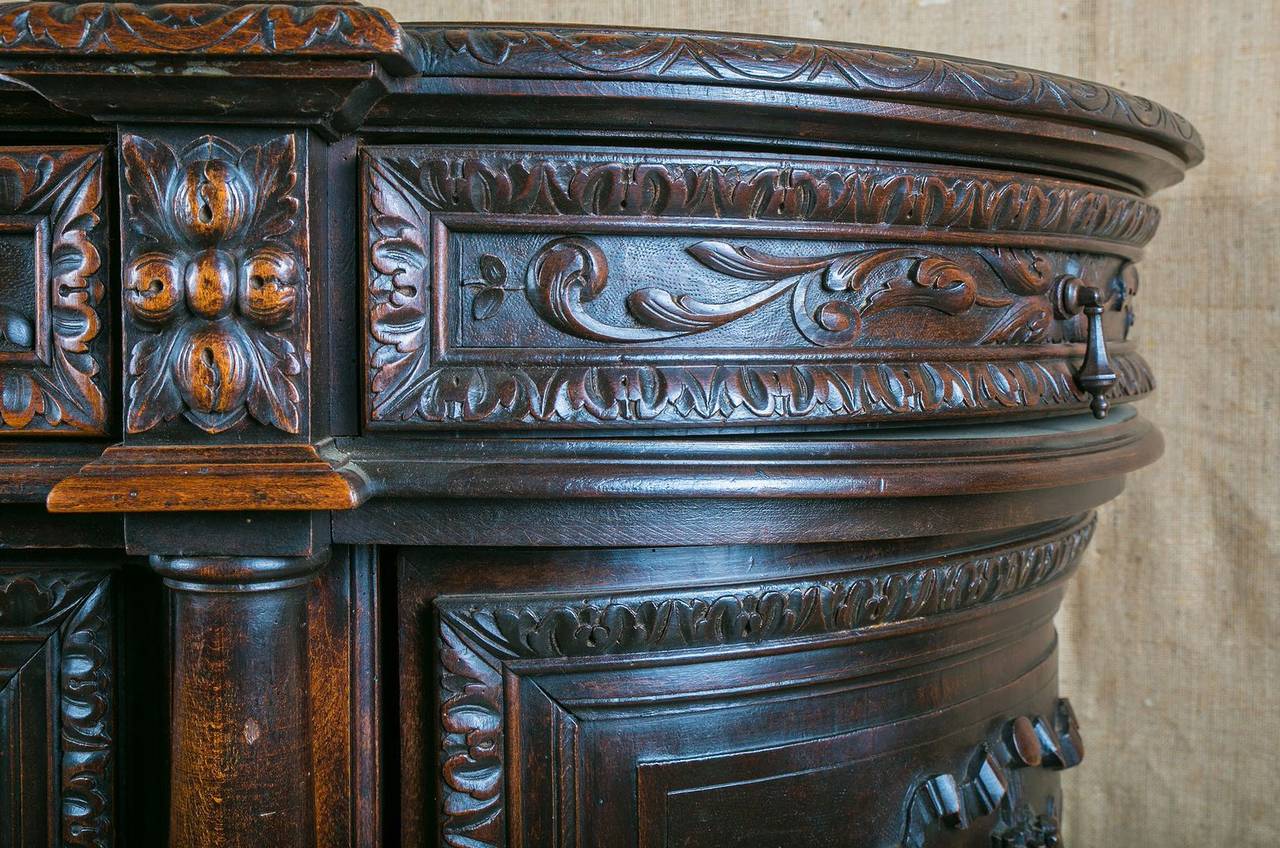 French Louis XIII Style Demilune Hunting Enfilade Buffet at 1stDibs