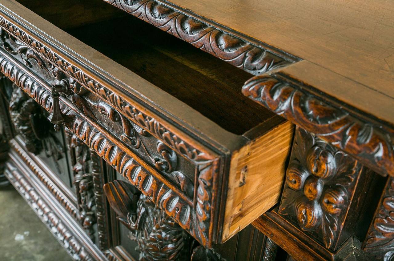 French Louis XIII Style Demilune Hunting Enfilade Buffet at 1stDibs