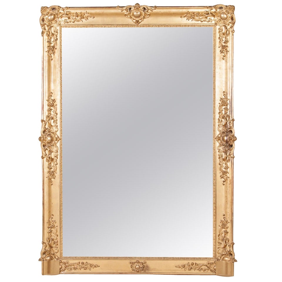 French Baroque Grand Scale Gold Leaf Mirror (72"h x 52"w) at 1stDibs
