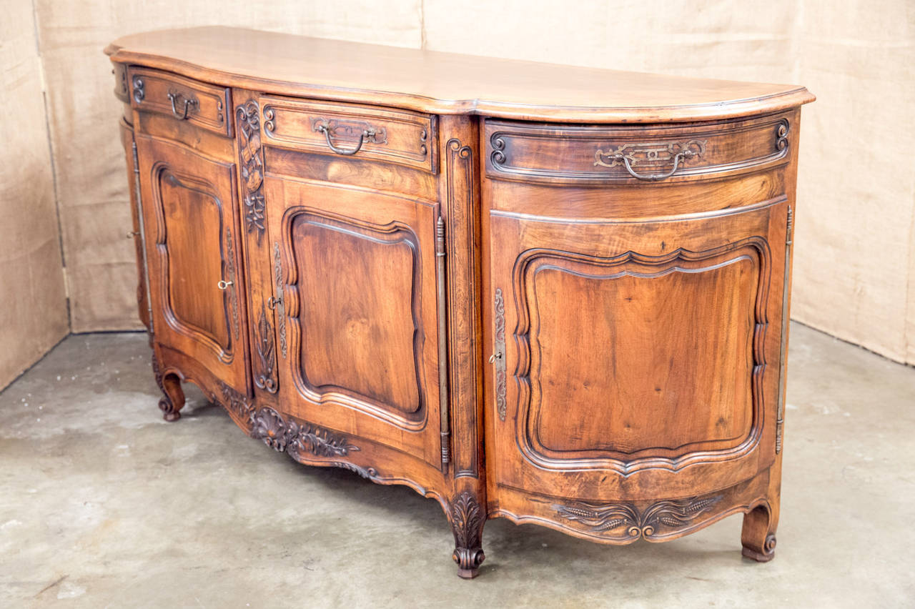 Antique French Provencal Louis XV Style Demilune Enfilade Buffet at 1stDibs