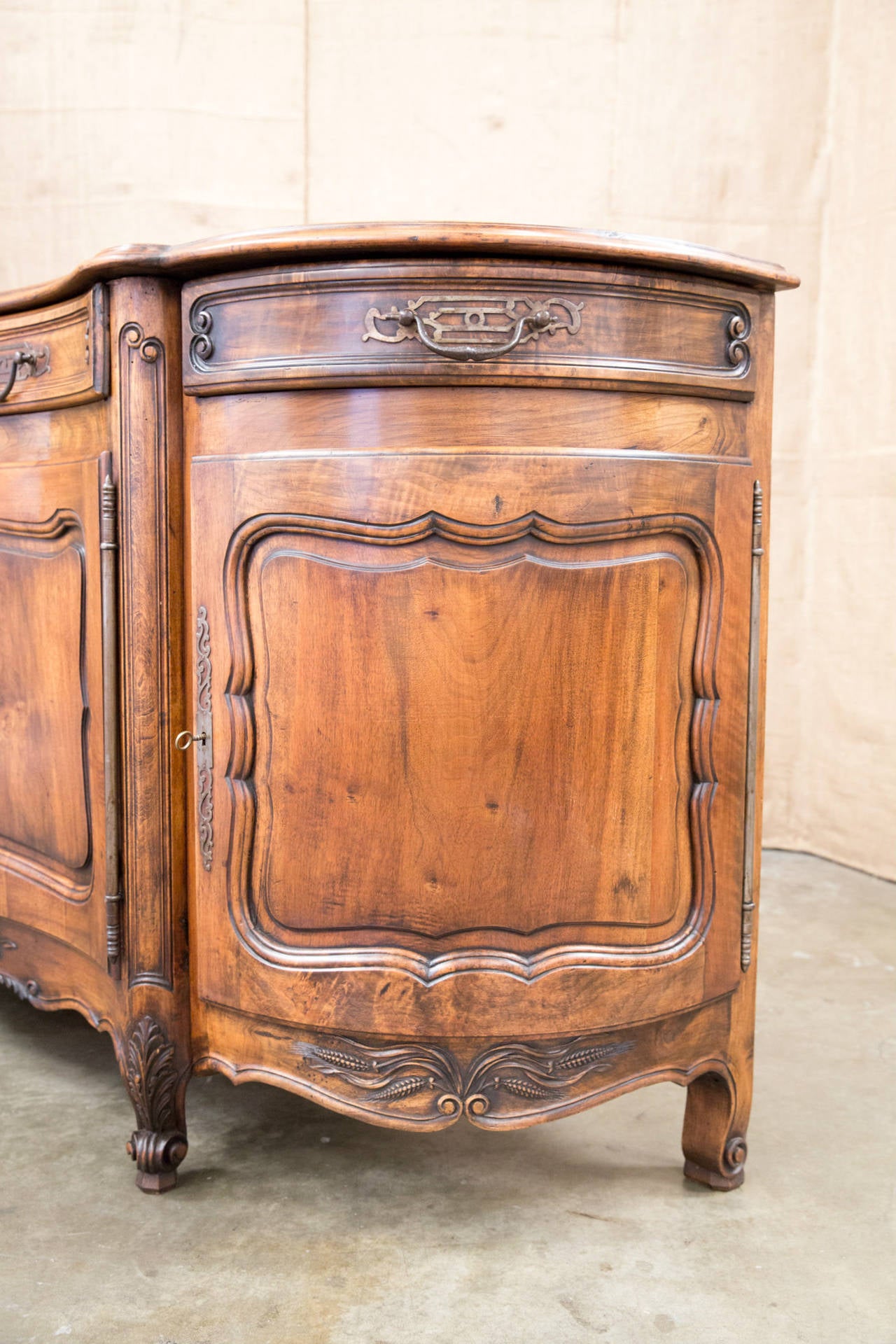 Antique French Provencal Louis XV Style Demilune Enfilade Buffet at 1stDibs