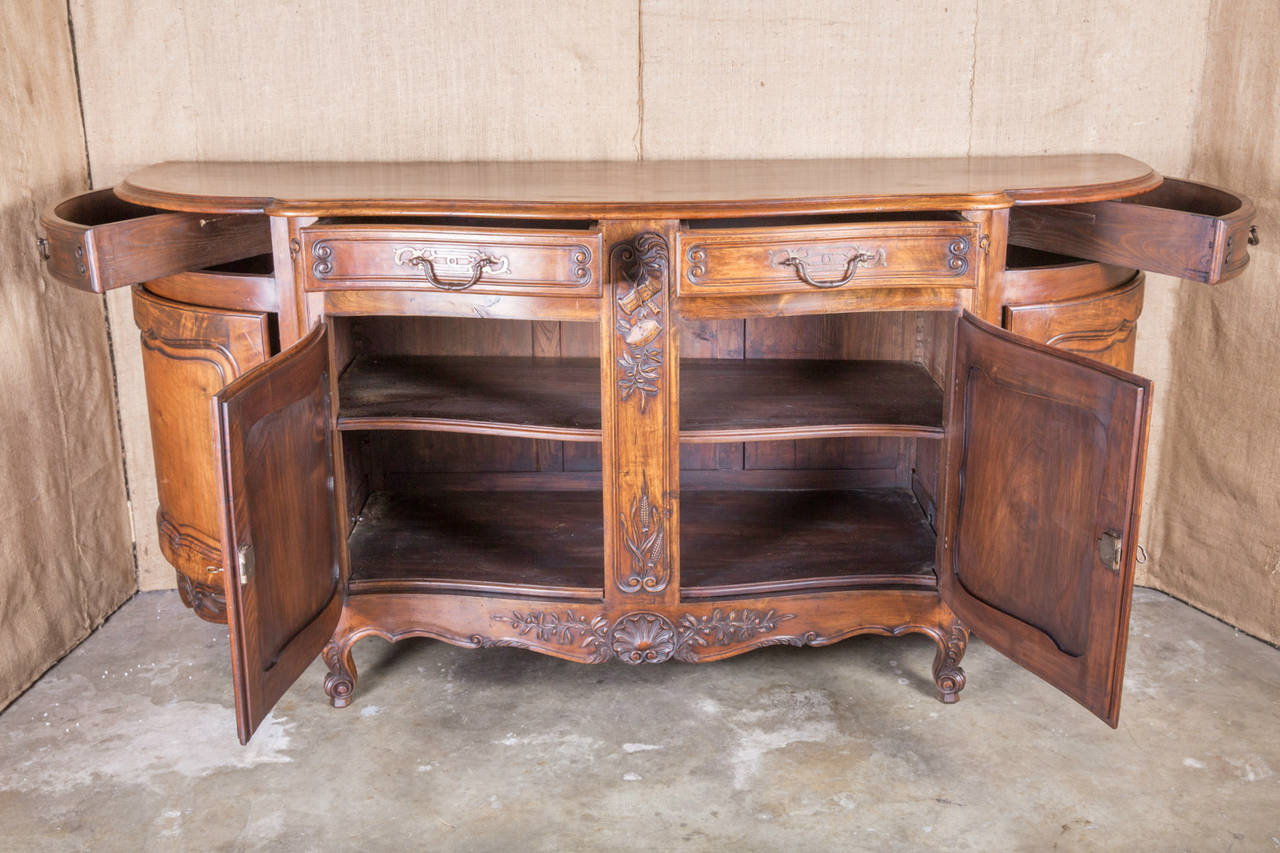 Antique French Provencal Louis XV Style Demilune Enfilade Buffet at 1stDibs