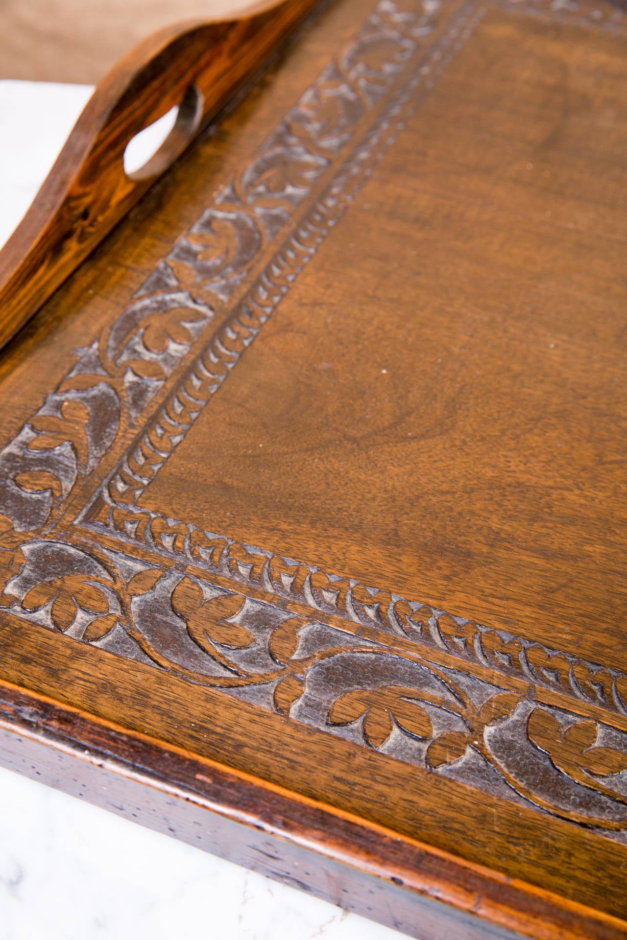 Large 19th Century Country French Wooden Tray with Handles at 1stDibs