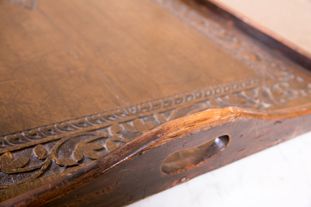 Large 19th Century Country French Wooden Tray with Handles at 1stDibs
