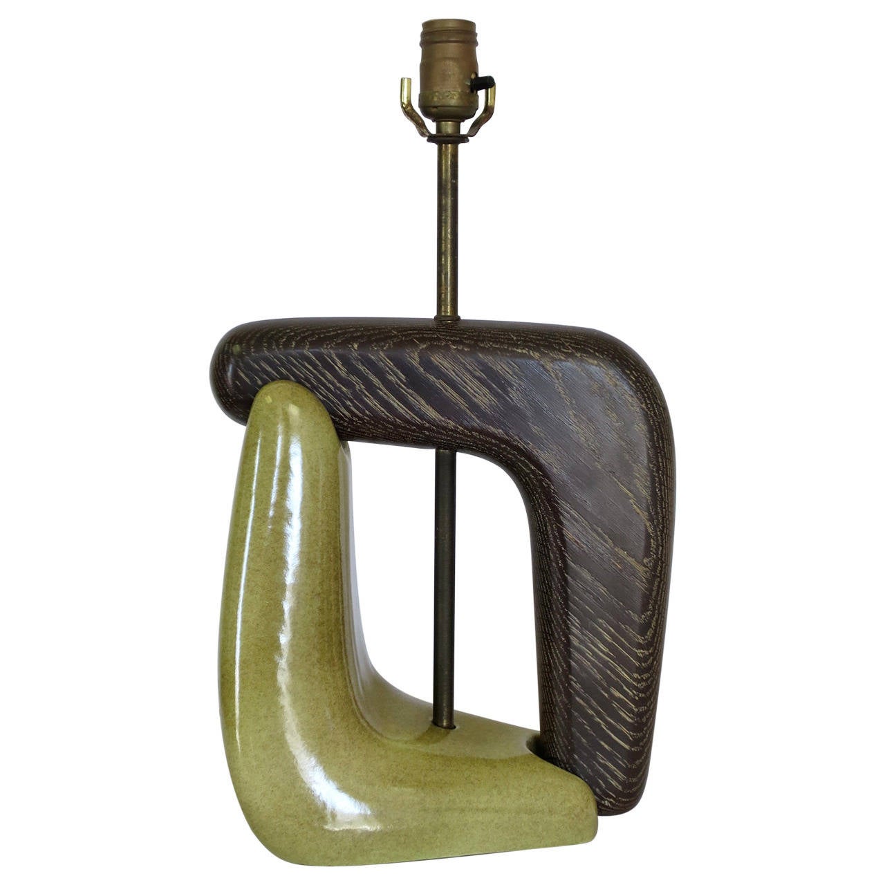 Mid-Century Ceramic and Ebonized Limed Oak Table Lamp at 1stDibs