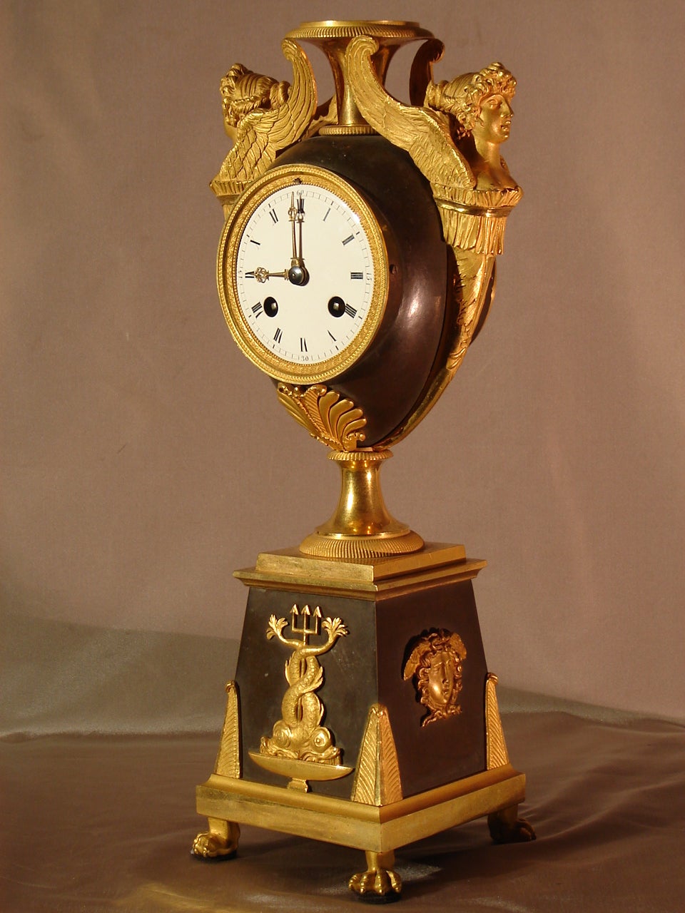 Bronze Clock Attributed To Claude Galle With Geniuses Heads For Sale at ...