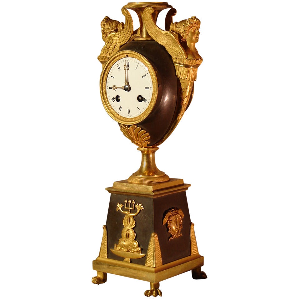 Bronze Clock Attributed To Claude Galle With Geniuses Heads For Sale at ...