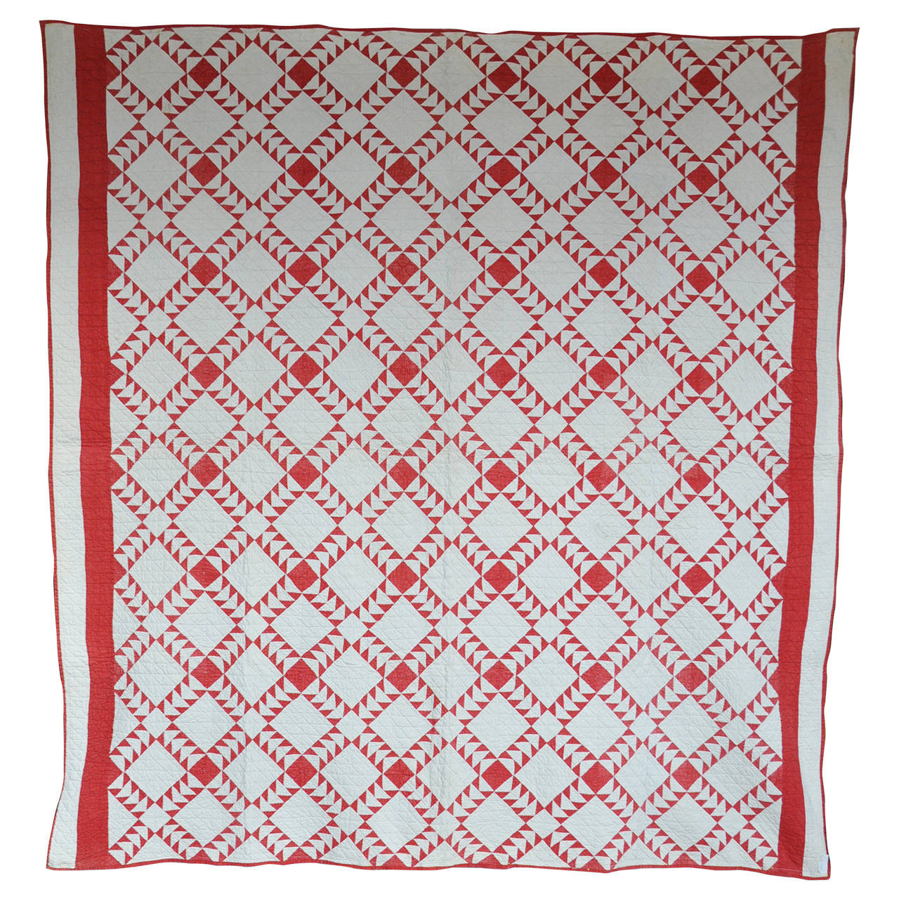 Diamonds in Wild Goose Chase Sashing Quilt For Sale at 1stDibs