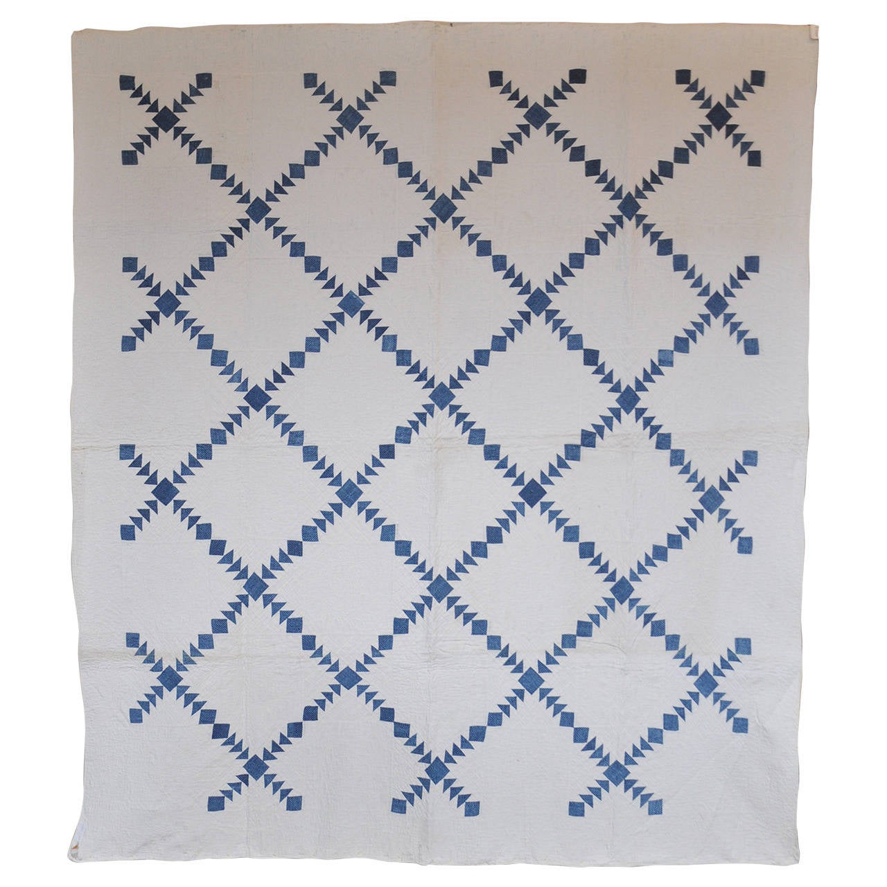 Diamonds in a Wild Geese Sashing Quilt at 1stDibs