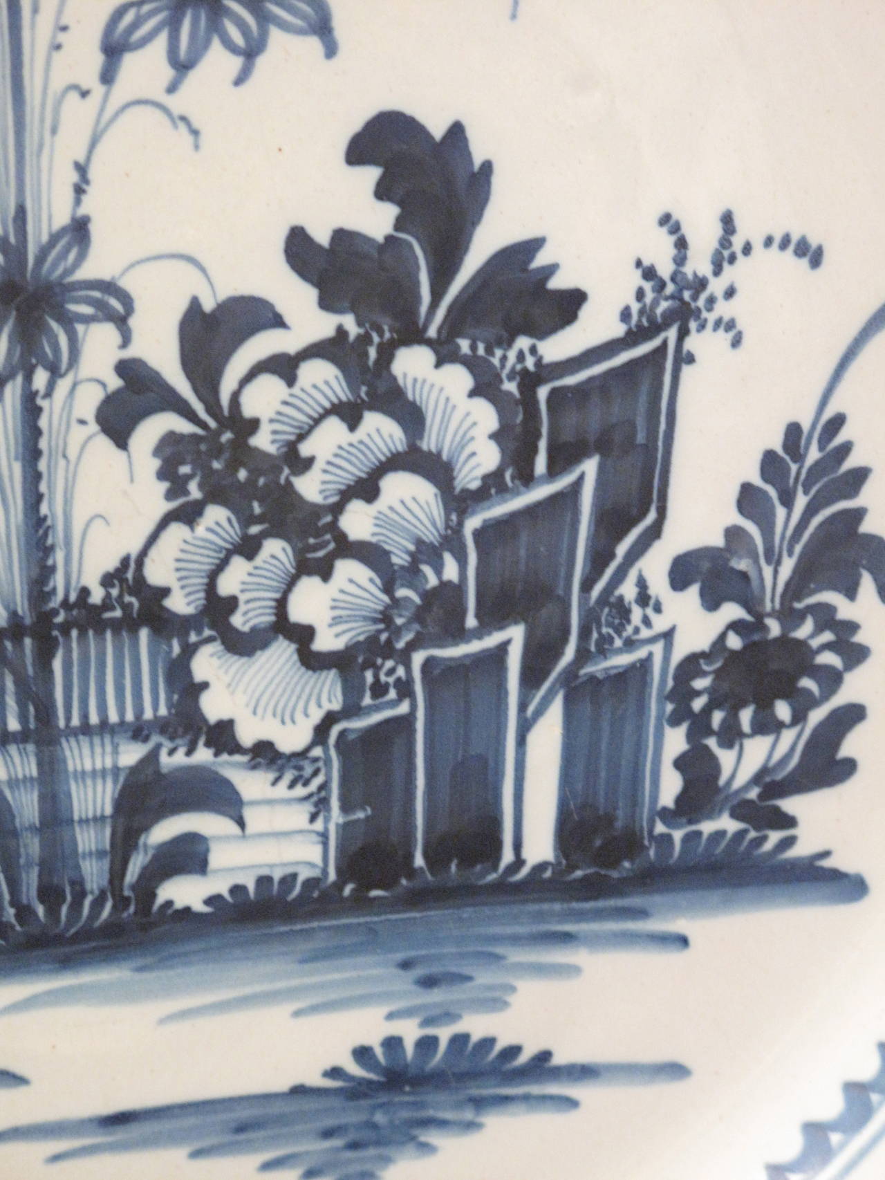 Large Lambeth 18th Century English Delft Charger For Sale at 1stDibs