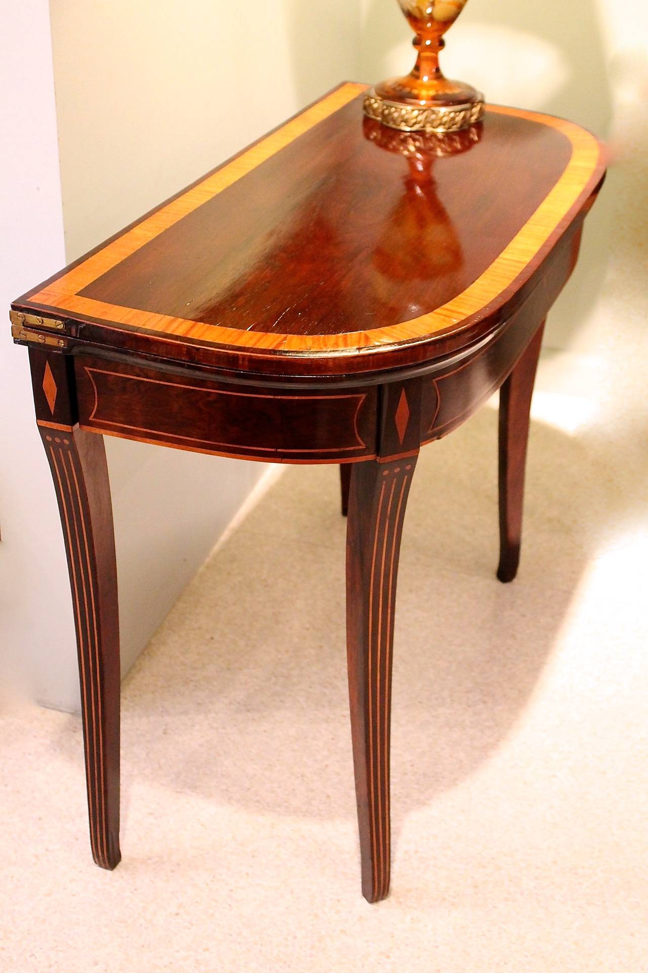 George III Inlaid Rosewood Flip-Top Card Table at 1stDibs