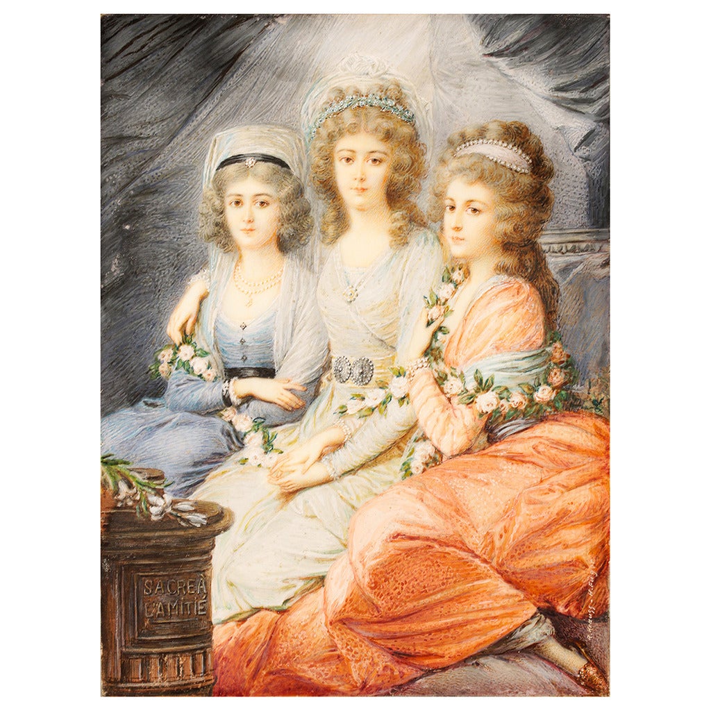 The three graces - miniature of three sisters, the countesses of Thun ...
