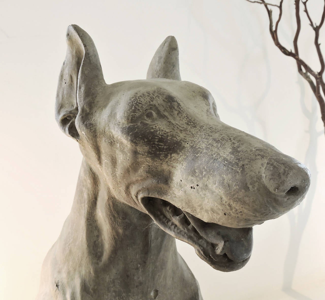 Antique Pair of Cast Stone Garden Statuary Dogs at 1stDibs