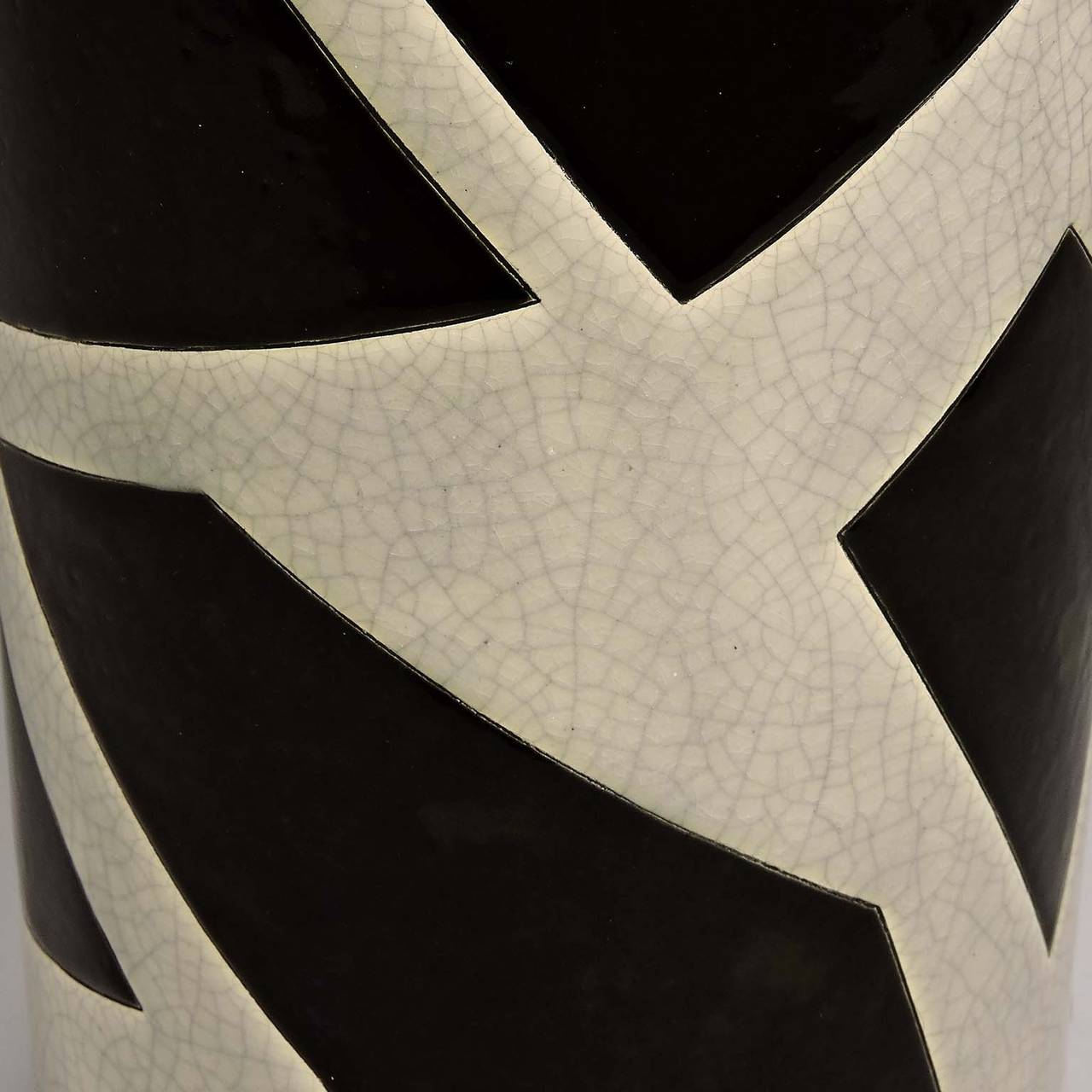 Mid-Century French Longwy Porcelain Zebra Vase at 1stDibs