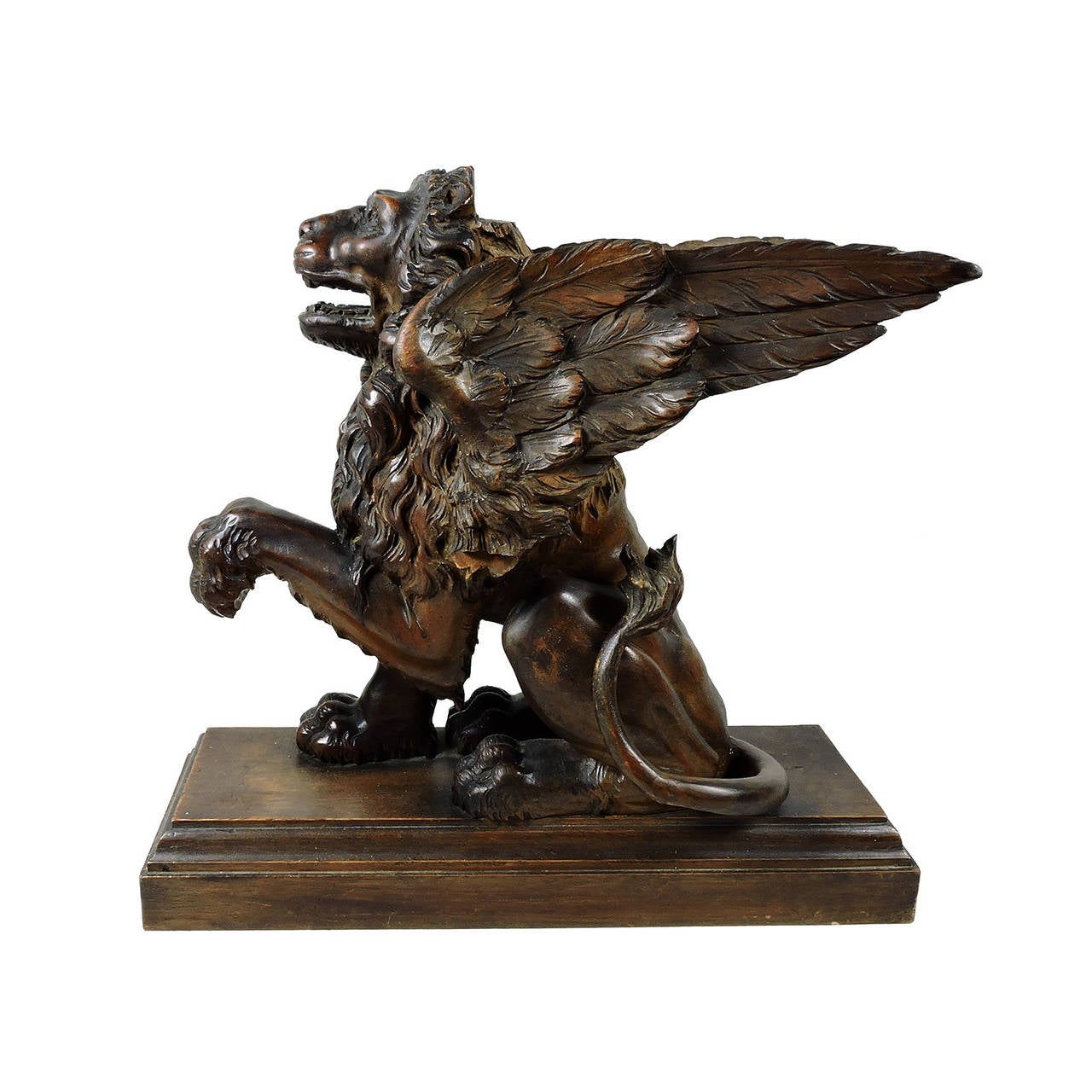 19th Century Carved Wood Figure of a Winged Lion at 1stDibs