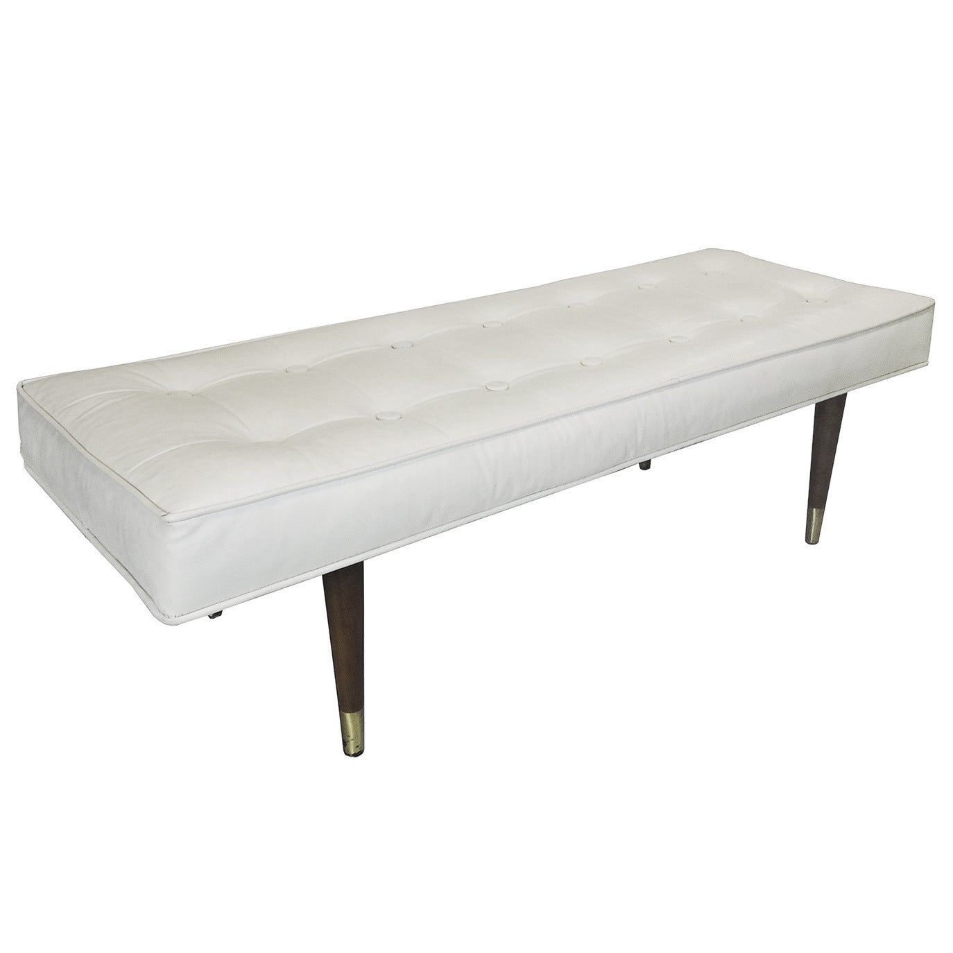 Mid-Century Modern Leather Upholstered Bench at 1stDibs