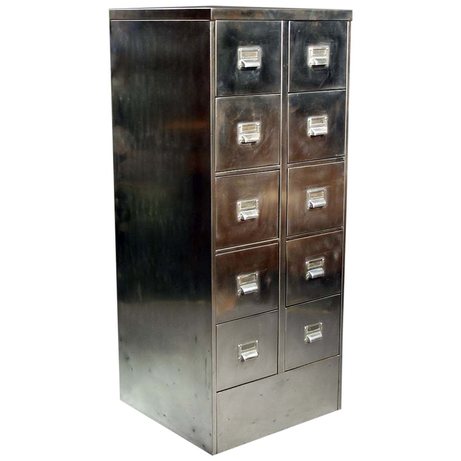 Polished Metal Filing Cabinet at 1stDibs
