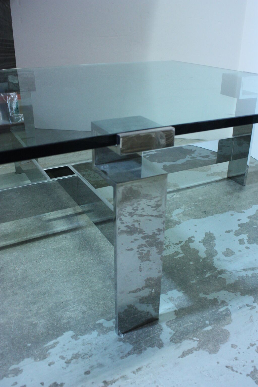 Jacques Quinet Style Chrome and Glass Coffee Table at 1stDibs