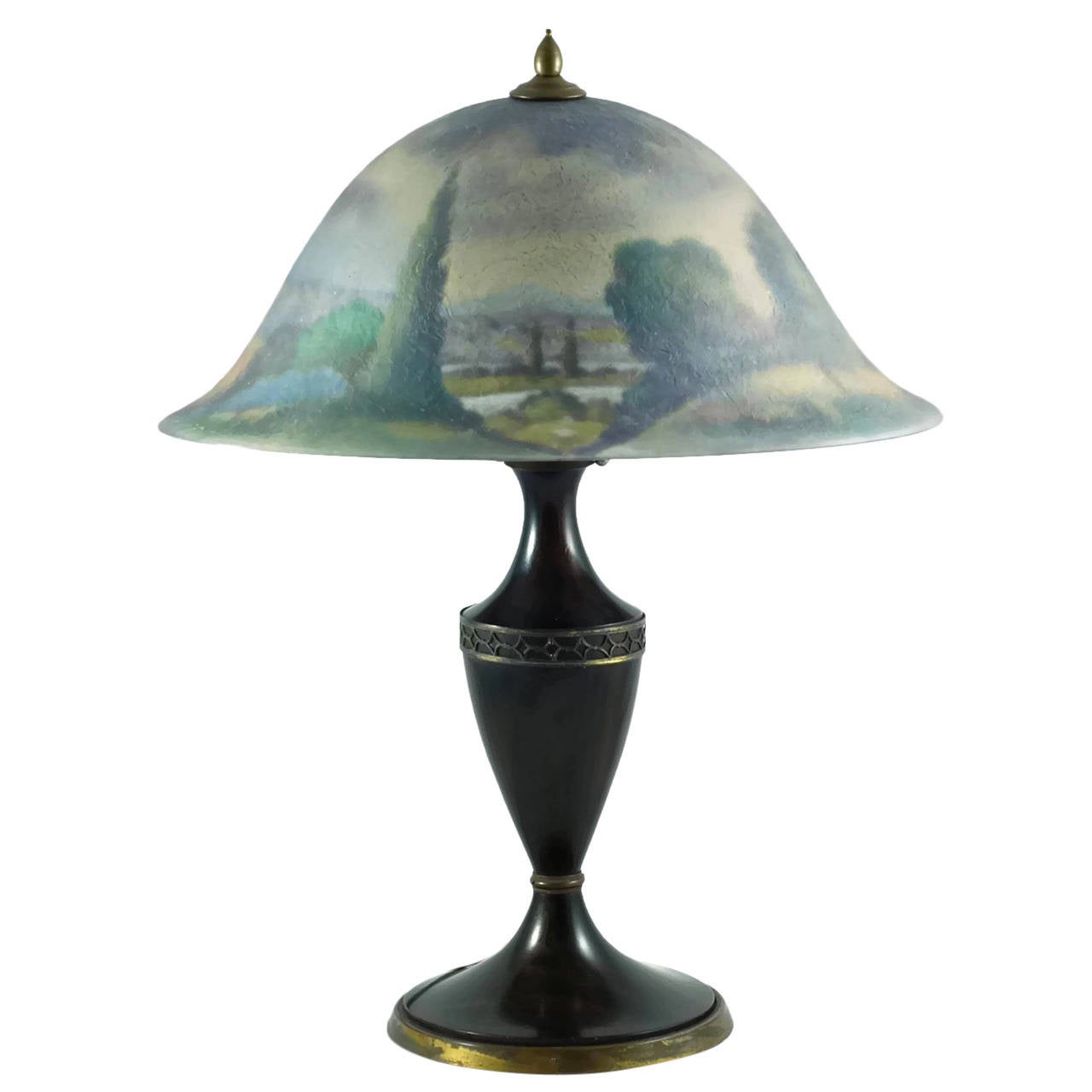 Pairpoint Reverse Painted "Copley" Lamp Shade with Mahogany and Brass ...