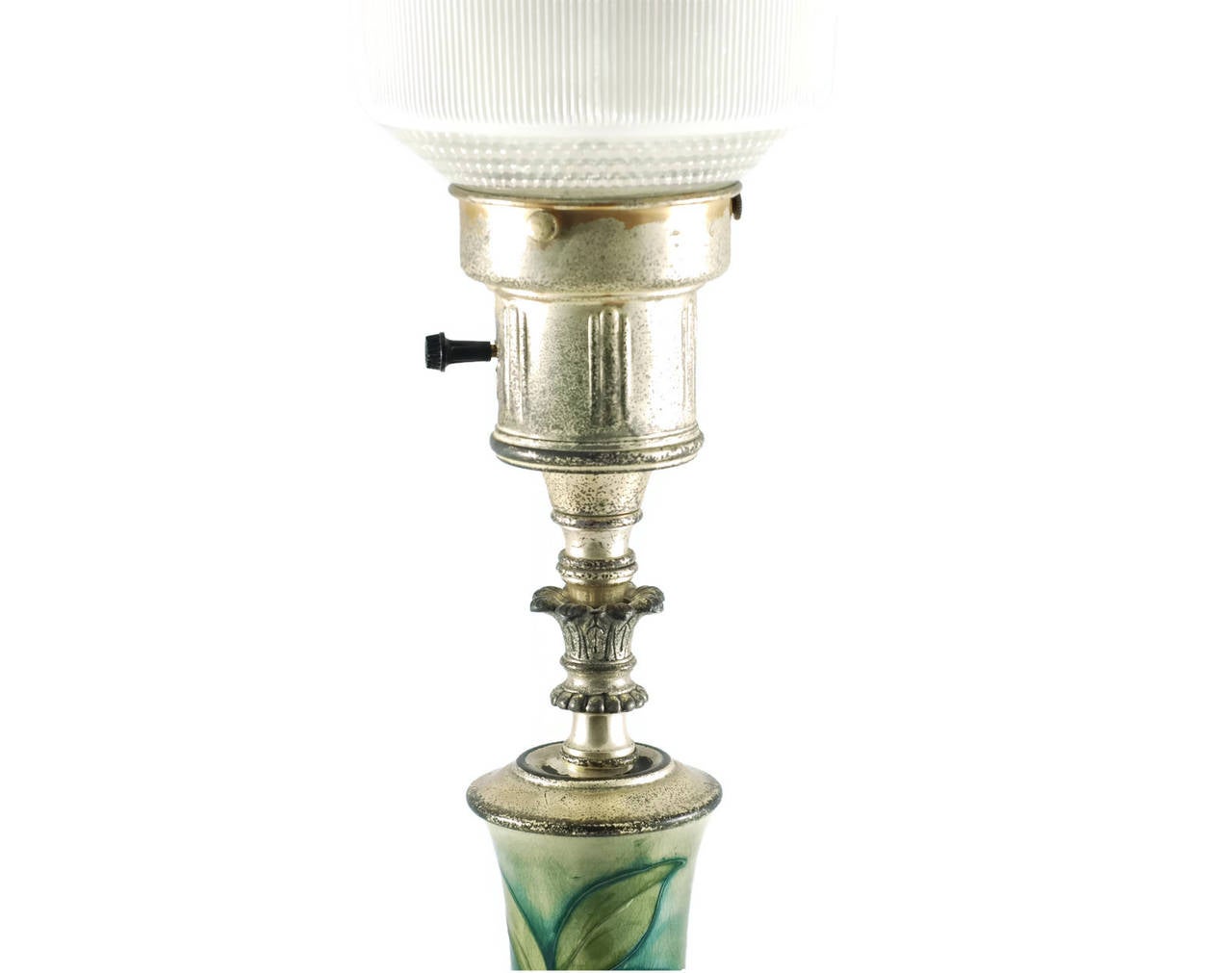 Moorcroft Art Pottery 'Fuchsia' Footed Lamp with Lightolier Glass ...