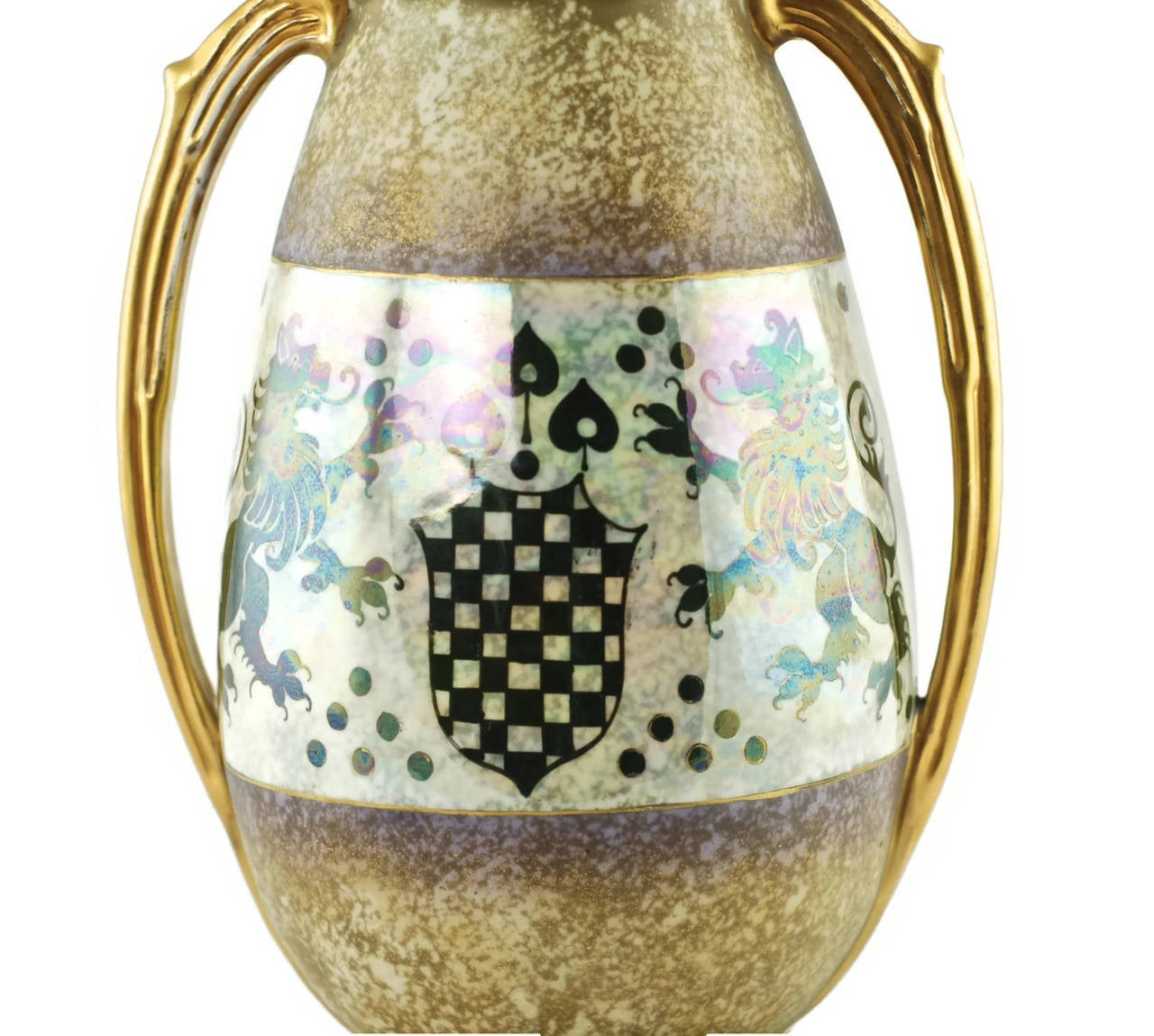 Riessner and Kessel Amphora Turn Teplitz Two-Handled Vase with Iridized ...