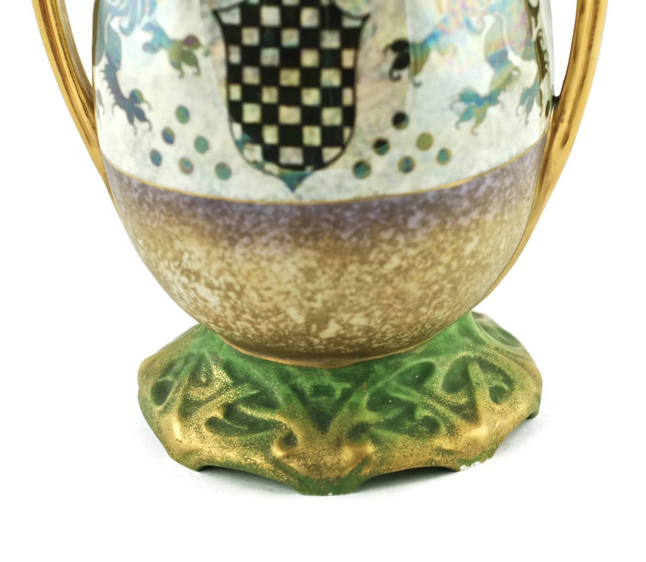 Riessner and Kessel Amphora Turn Teplitz Two-Handled Vase with Iridized ...