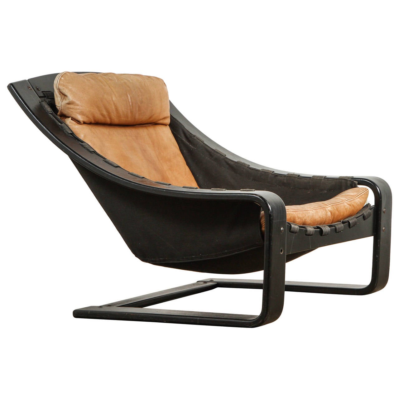 Cantilever Leather Lounge Chair at 1stDibs